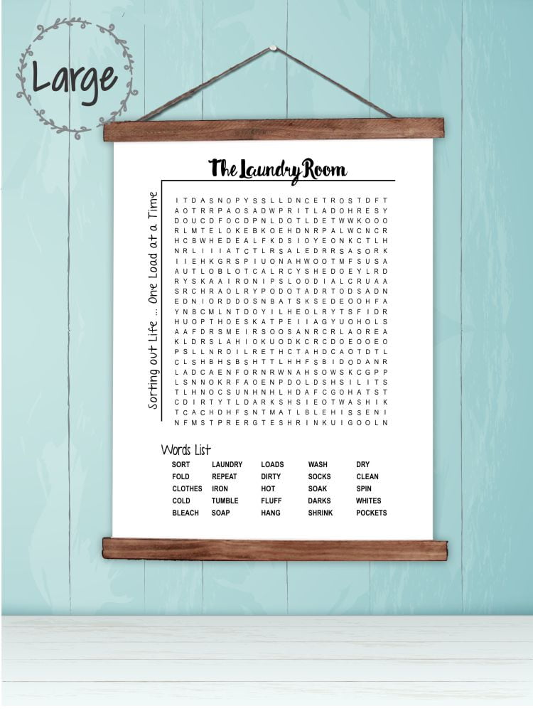 Wood, Canvas Sign, Laundry Room Decor Word Search Puzzle Art Print ...
