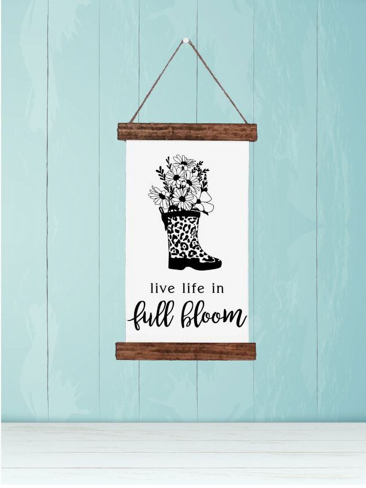 Wood, Canvas Sign, Live Life In Full Bloom Wall Decor Quote Sign ...