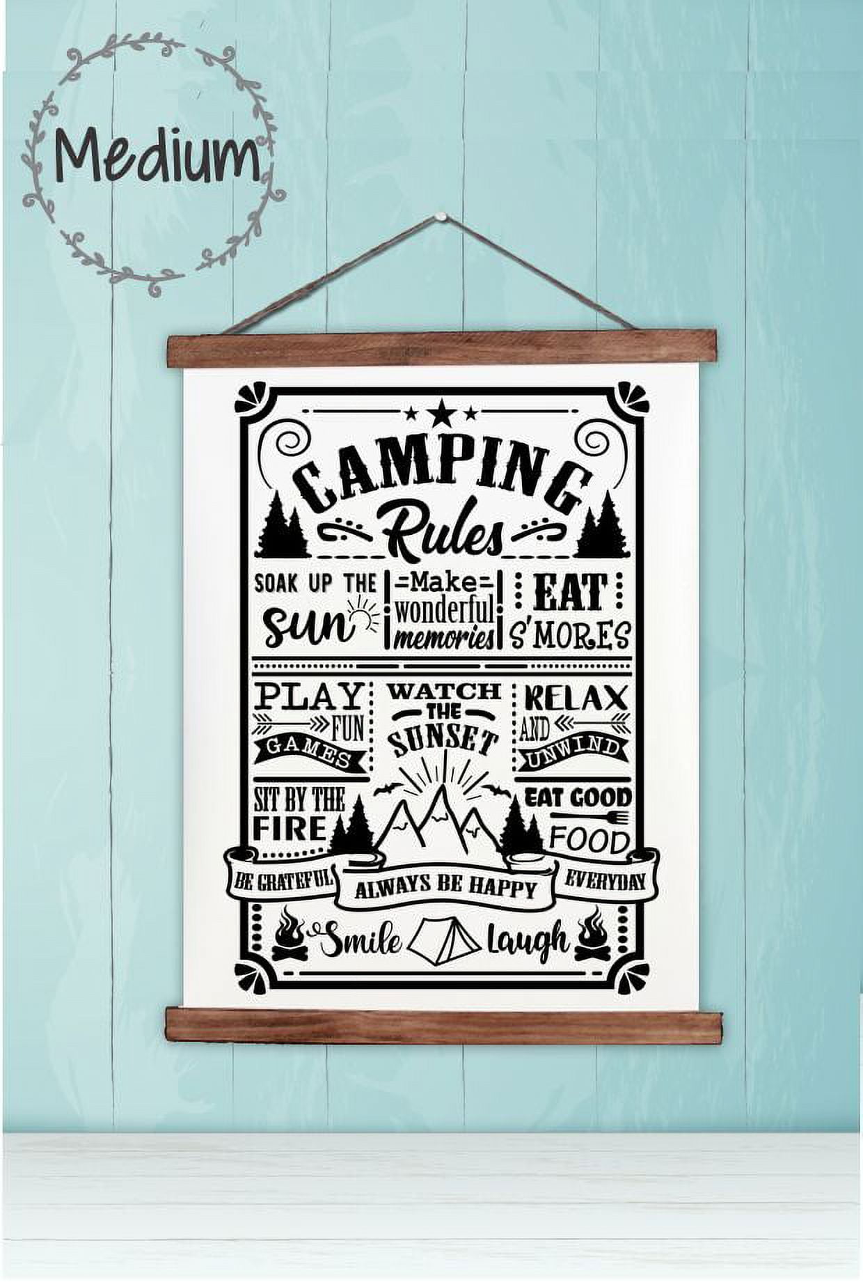 Wood, Canvas Sign, RV Camping Rules Wall Quote Sign, Lightweight Ready ...
