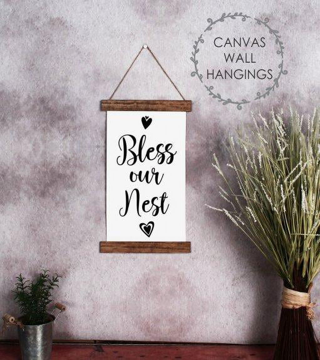 Wood Canvas Sign Wall Hanging, Bless Our Nest Farmhouse Wall Art Sign ...