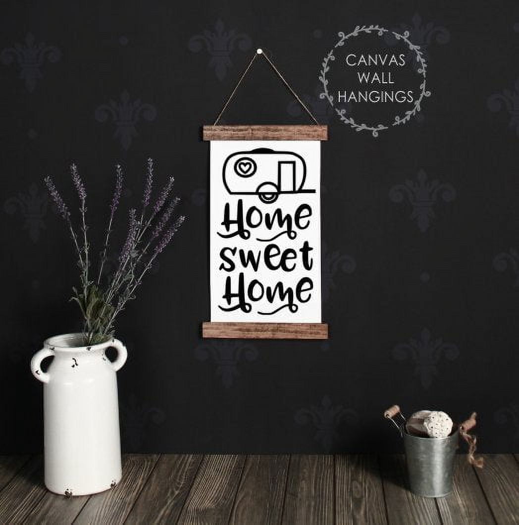 Wood Canvas Sign Wall Hanging, Home Sweet Home Vintage Camper Art 9x15 ...