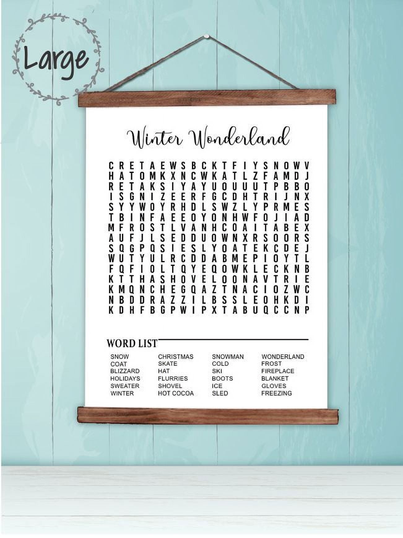 Wood, Canvas Sign, Winter Wonderland Word Search Puzzle Art Print ...