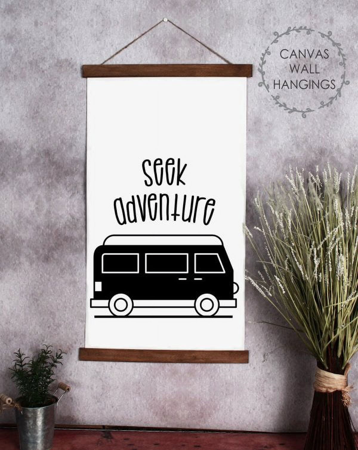 Wood & Canvas Wall Hanging Seek Adventure Retro Camper Décor RV Wall ...