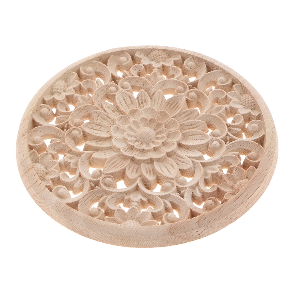 Wood Carved Corner Onlay Applique Door Lintel Wall Miniature 12cm ...
