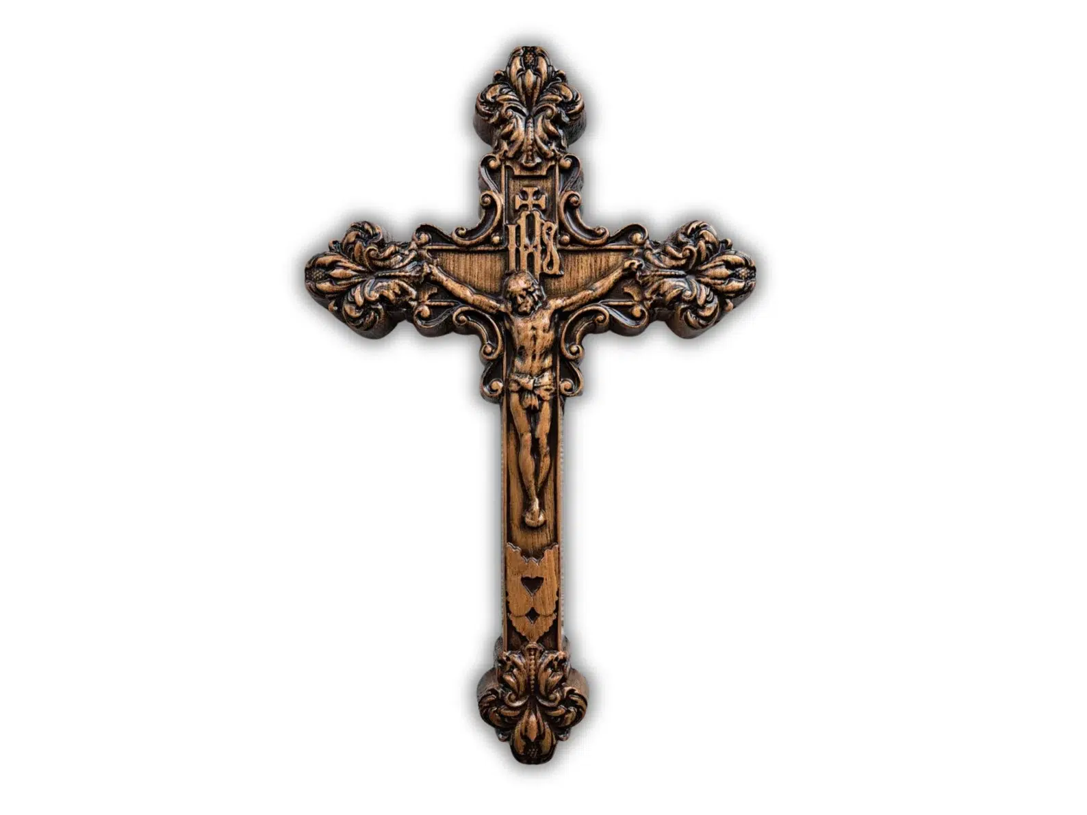 Handcarved Wooden Crucifix, 14" Kiln-Dried Ash – Christian Wall Cross ...
