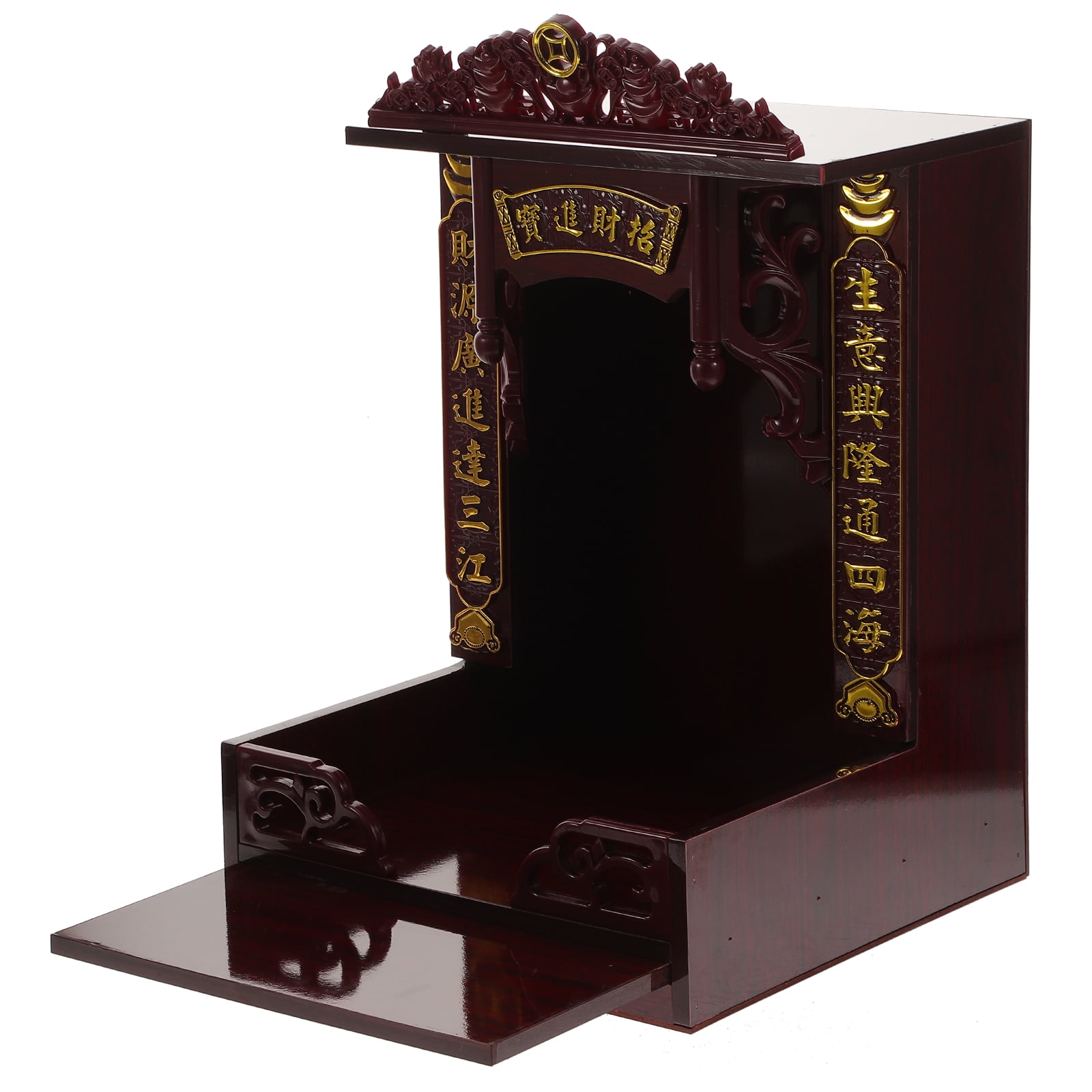 Wood Carving Buddhist Altar Wall Mounted Buddha Shelf Statue Stand for ...