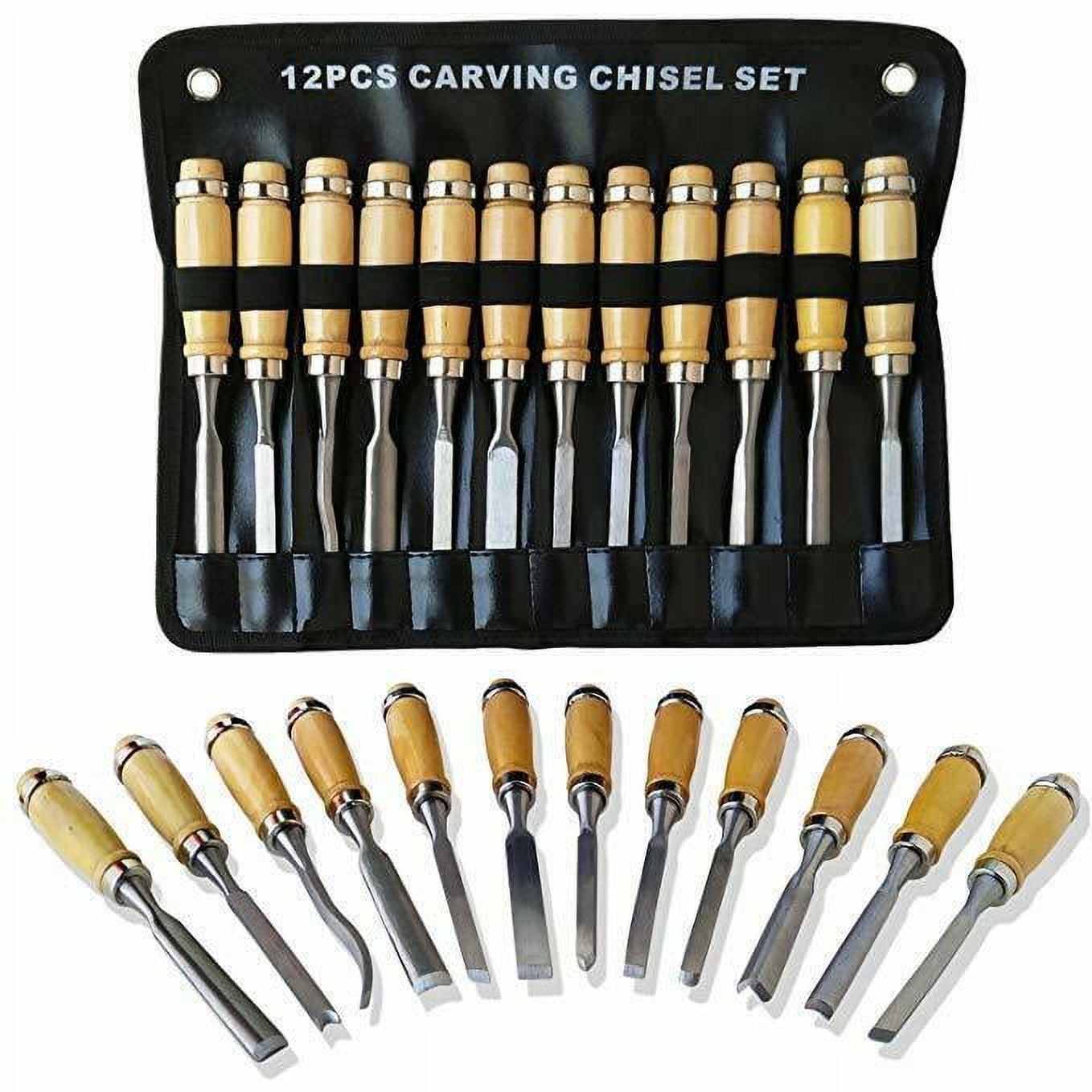 Wood Carving Chisel 12 Pieces Professional Woodworking Gouges Steel ...