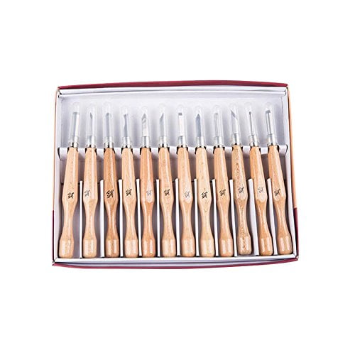 Wood Carving Chisel Set,12 Pieces SK7 Carbon Steel Wood Carving Tools ...