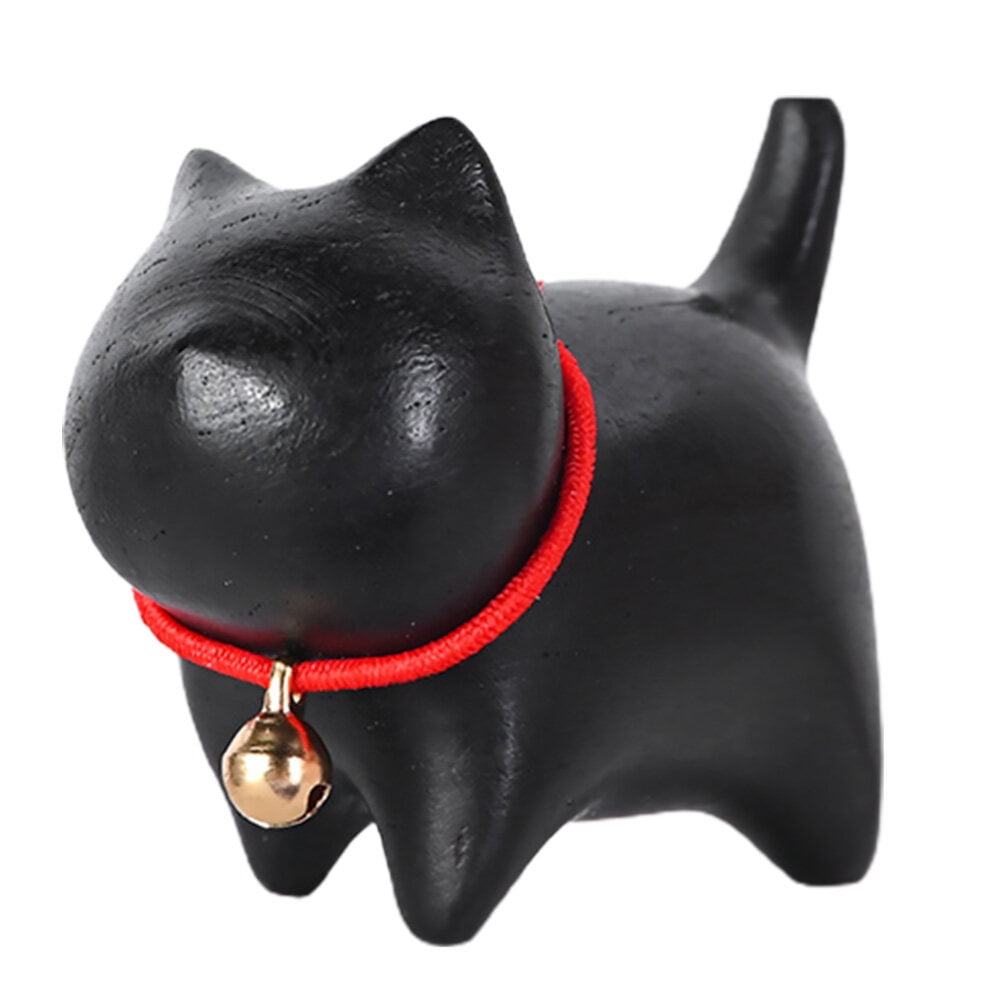 Wood Carving Craft Adornment Top Cat Figurine Home Decor Pen Black ...