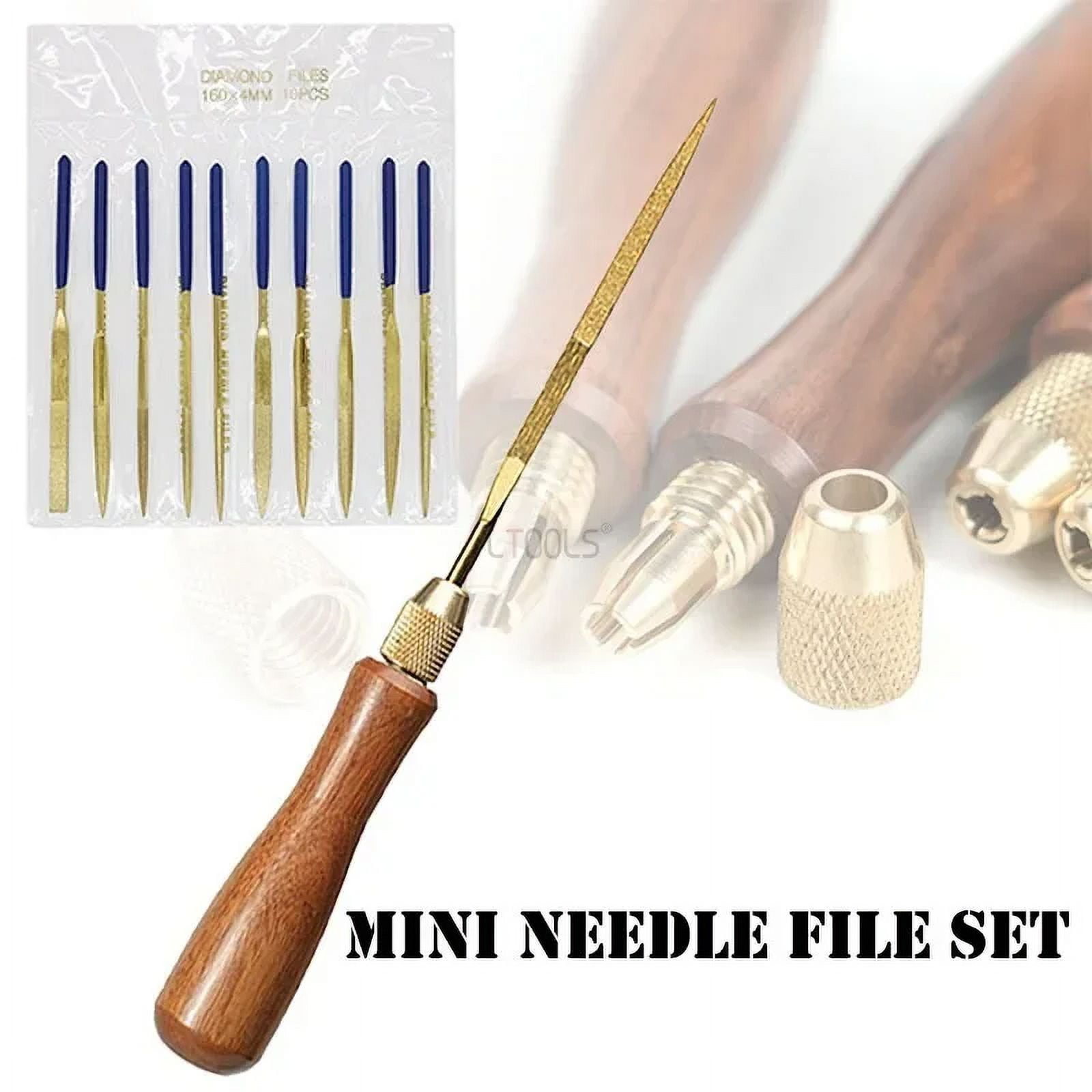 Wood Carving Diamond Needle File Set with Handle Woodworking Rasp Metal ...