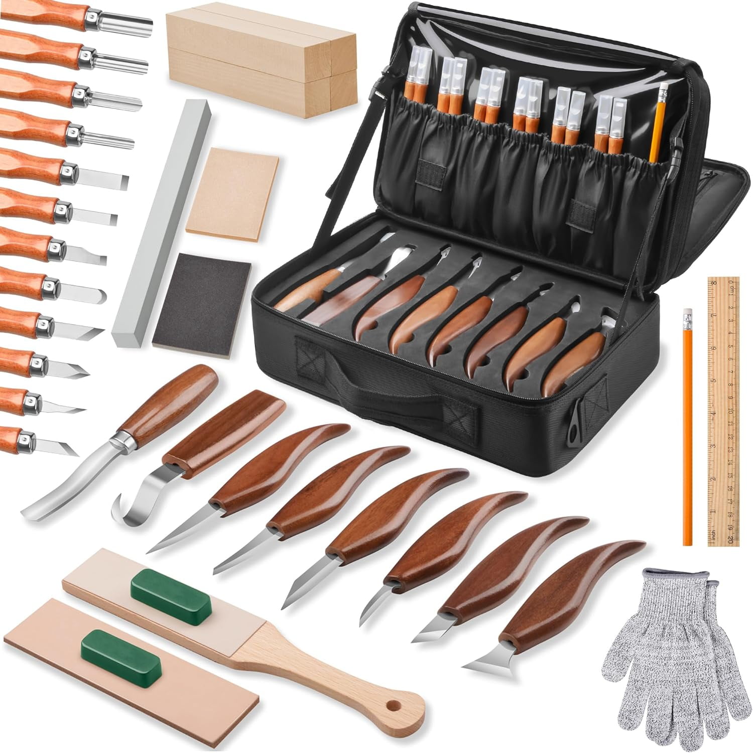 Wood Carving Kit,35-in-1 Wood Whittling Kit for Beginners,Wood Carving ...
