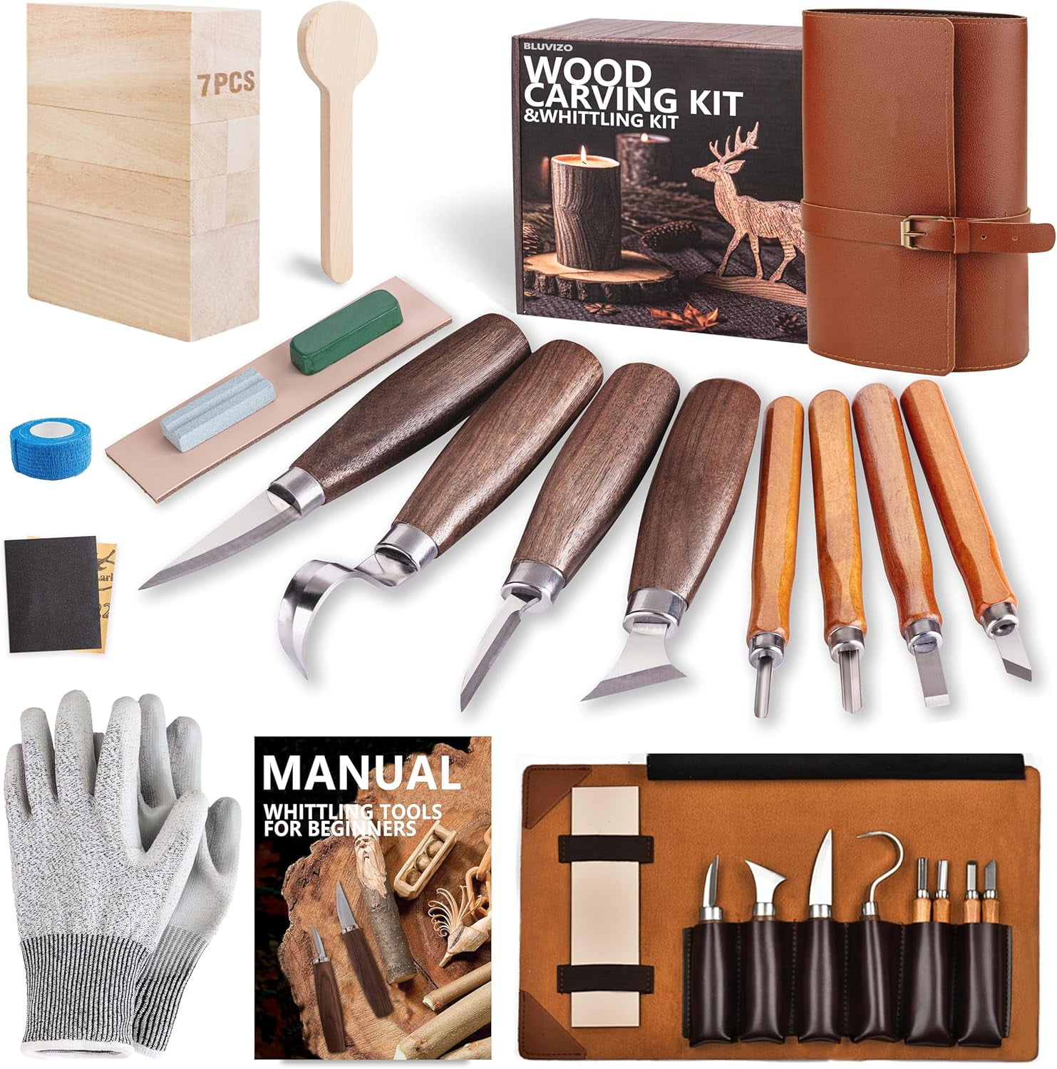 Wood Carving Kit Whittling Kit: Deluxe Wood Carving Tools Set with ...