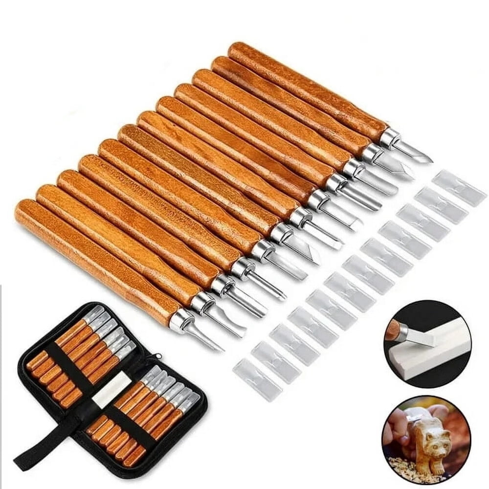 Wood Carving Tool Set with Canvas Case,12 Carving Knives Made of SKS9 ...