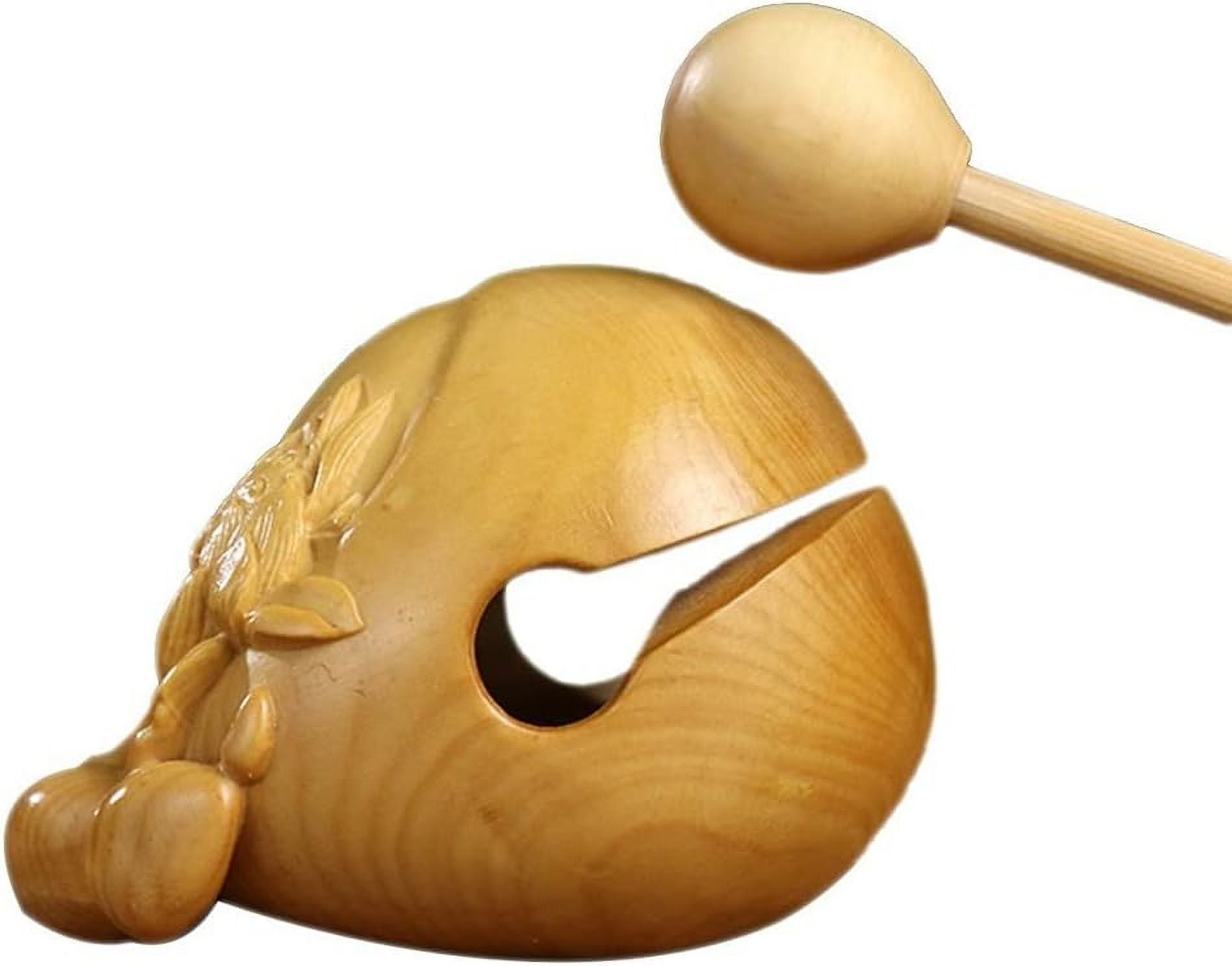 Wood Carving Wooden Fish, Temple Block Zen Drum Pad Hammer, Buddhist ...