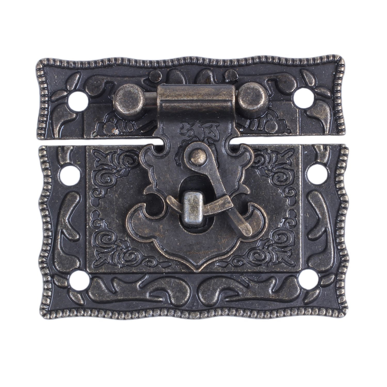 Wood Case Chest Box Rectangle Clasp Closure Hasp Latches Bronze Tone ...