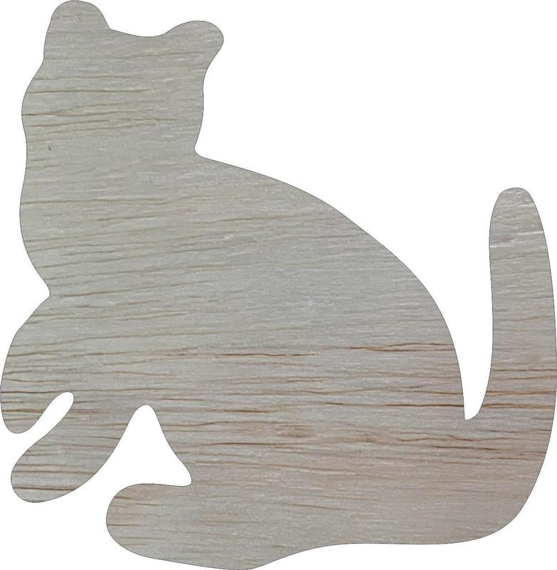 Wood Cat Craft Shape, 6'' Unfinished Blank DIY - Walmart.com