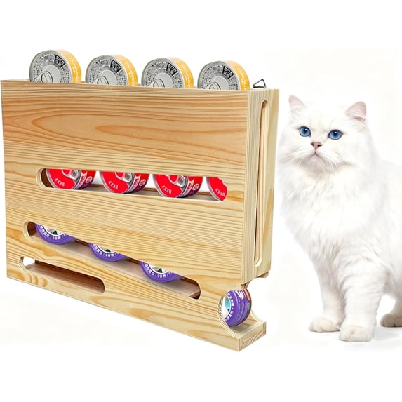 Wood Cat Food Can Organizer, 3-Tier Stackable FIFO Pantry Organizer ...