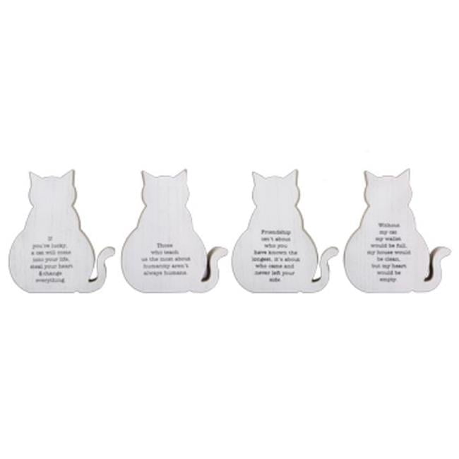 Wood Cat-Shaped Tabletop Block Sign, Assorted Color - 4 Piece - Walmart.com