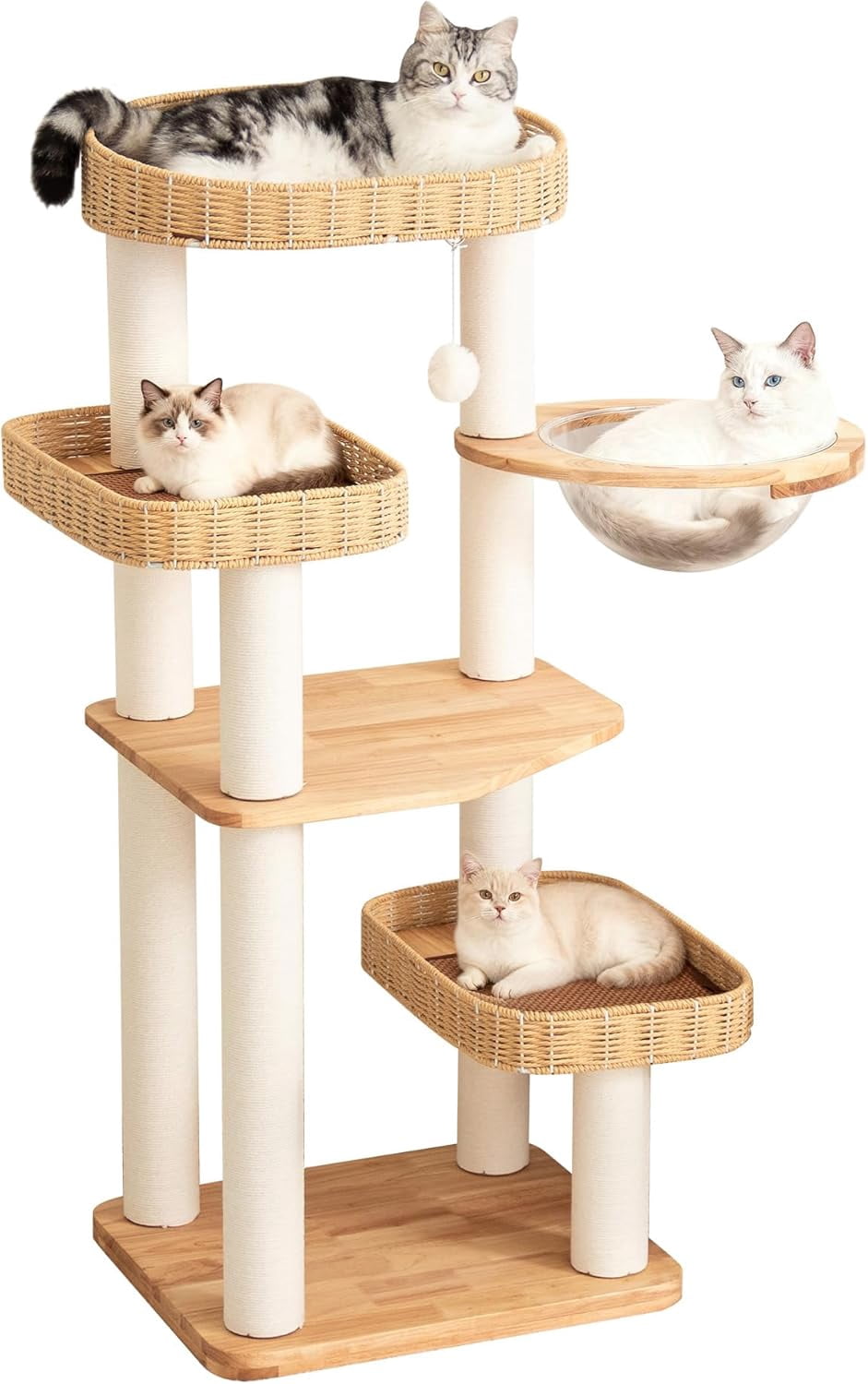 Wood Cat Tree for Large Cats Modern Cat Tree Tower with Wide Shelves ...