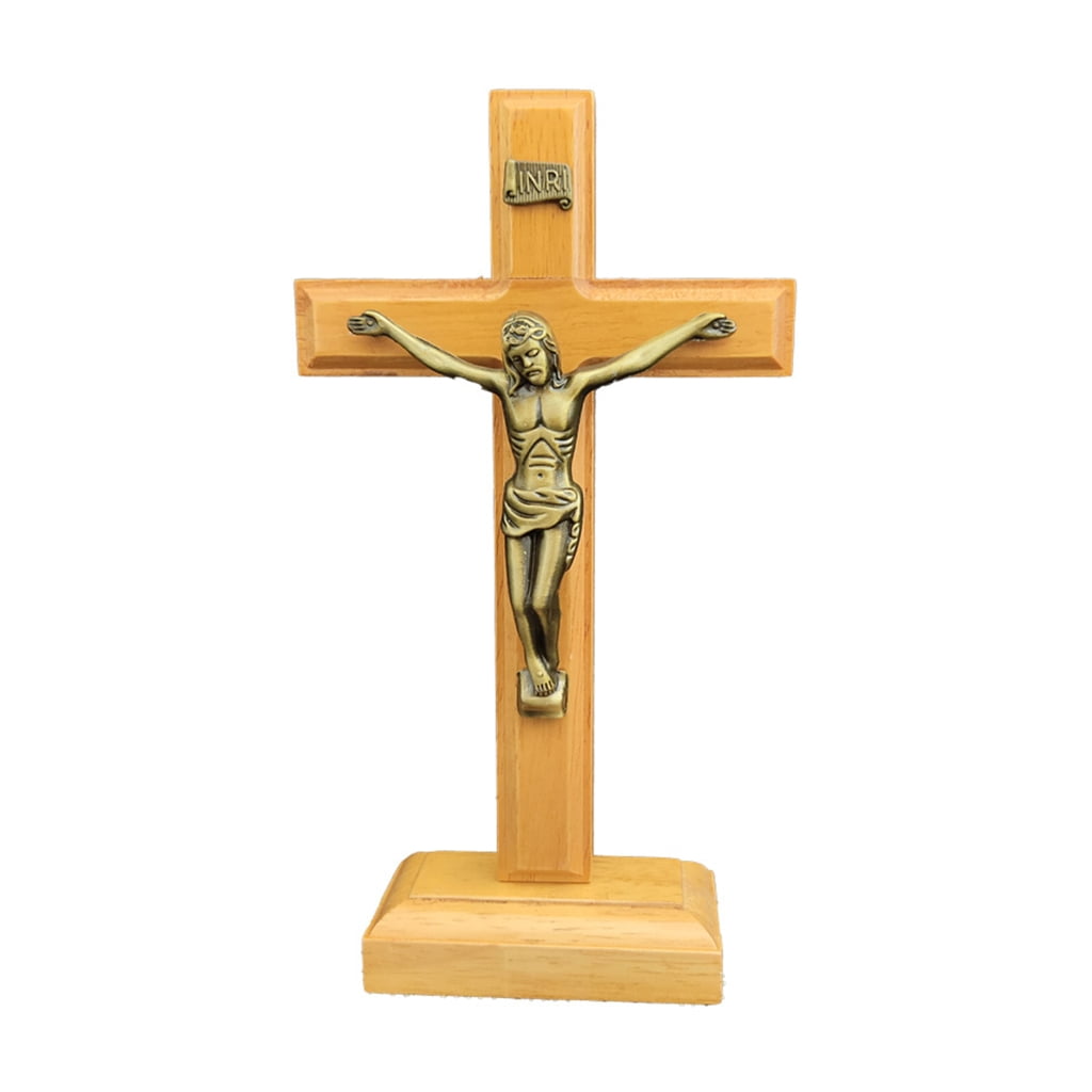 Wood Catholic Jesus Cross with Stand Table Cross Religious Christian ...