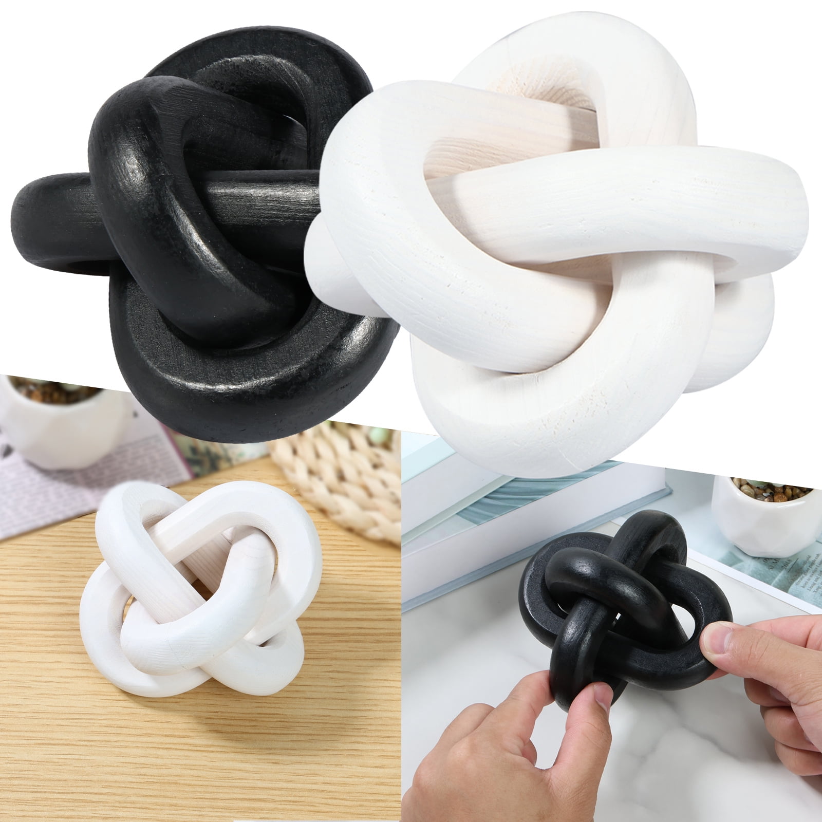 Wood Chain Link Decor 3 Link Wood Knot Decor Hand Carved Coffee Table ...