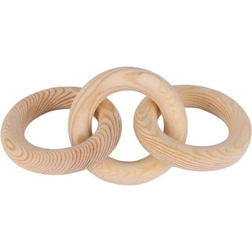 Wood Chain Link Decor, 3-Link Decorative Knot, 6 in White/Wood Color ...