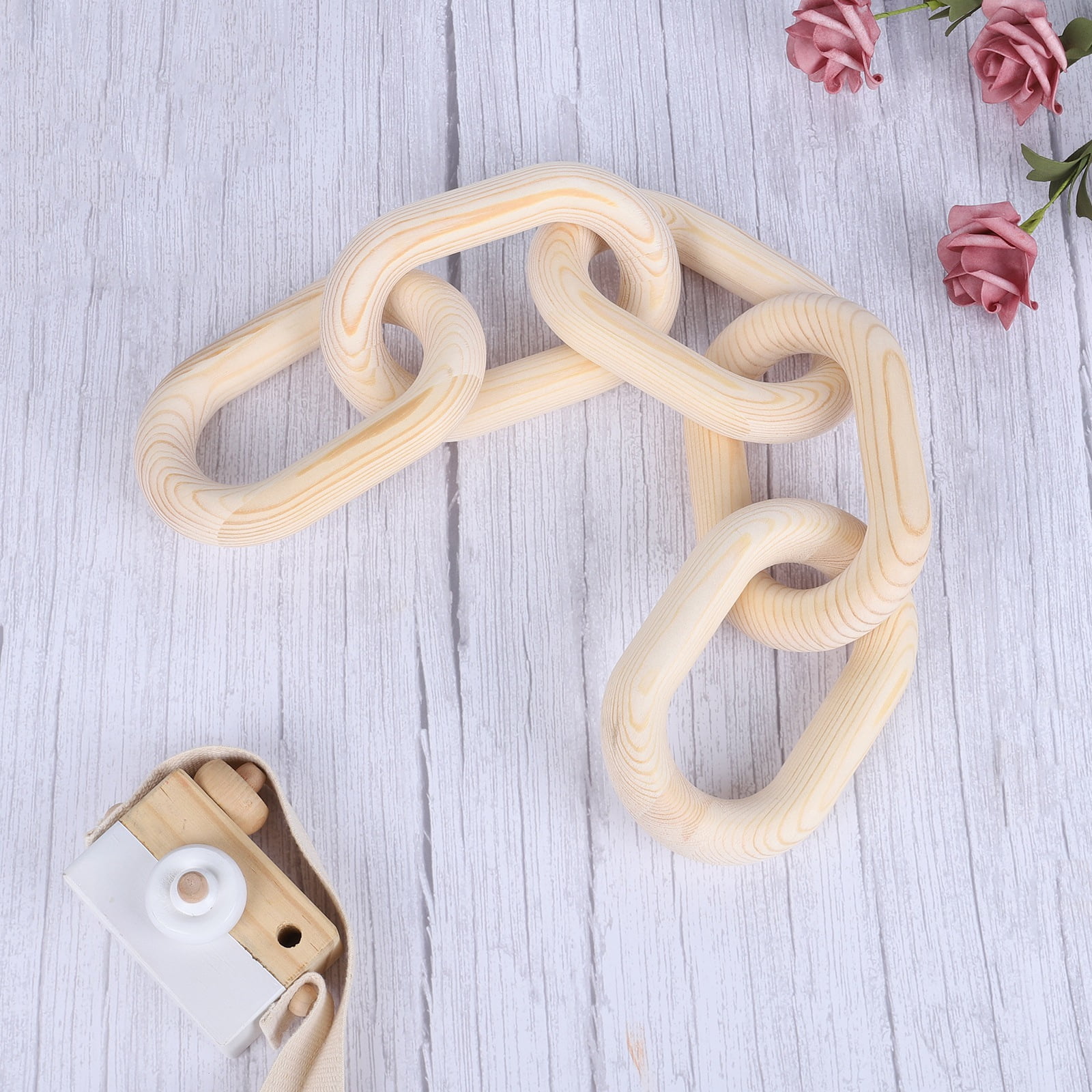 Wood Chain Link Decor – Hand Carved 5-Link Wood Knot Decorative Chain ...