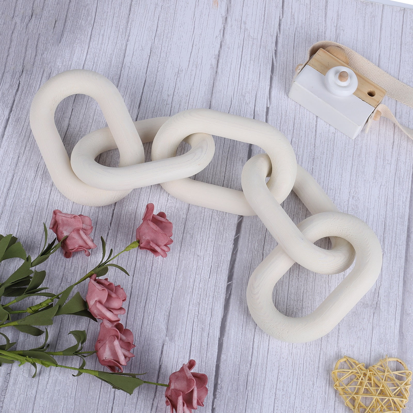 Wood Chain Link Decor,Rustic 5 Link Wooden Chain Decor Link Ornament ...