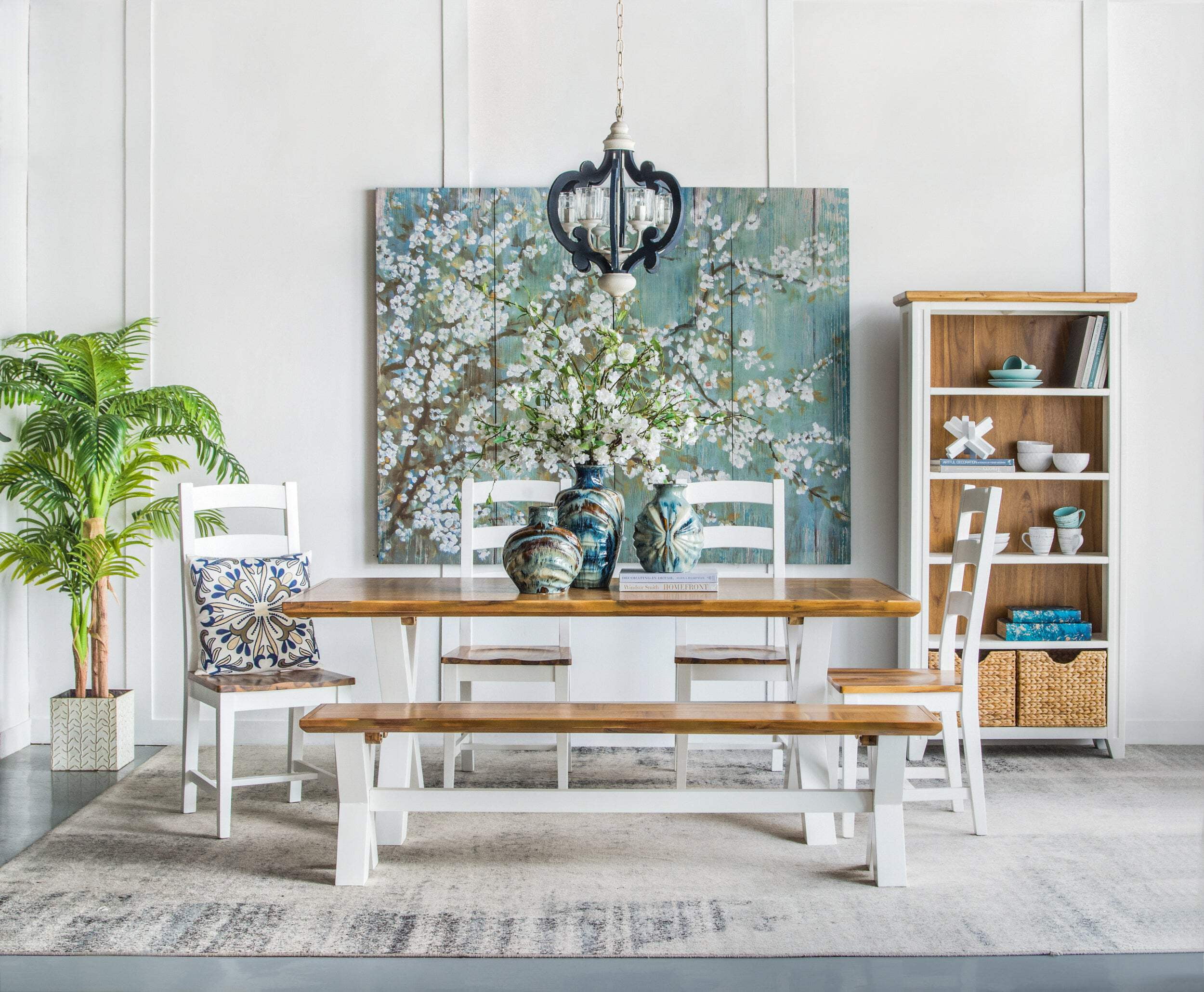 Wood Chandelier 6 Light Farmhouse Pendant Lighting Natural Wood Hanging ...