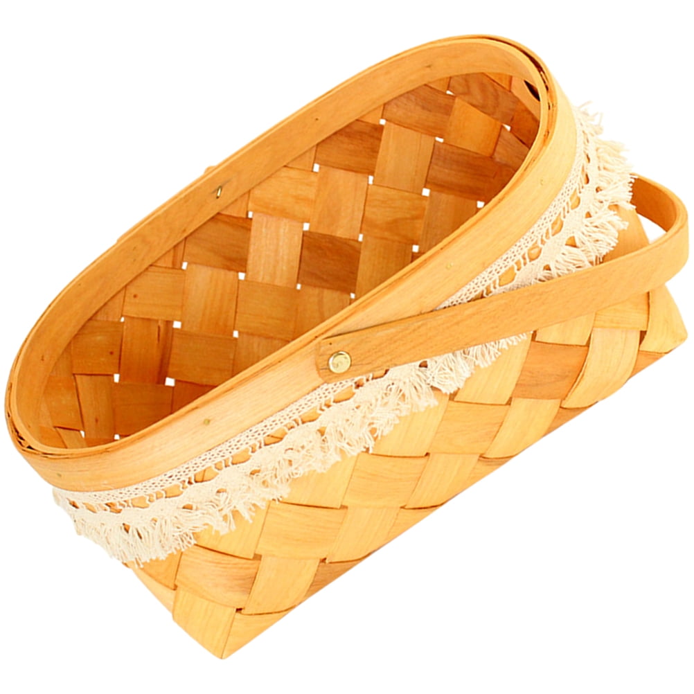 Wood Chip Shopping Basket Bins Countertop Woven Baskets Storage ...