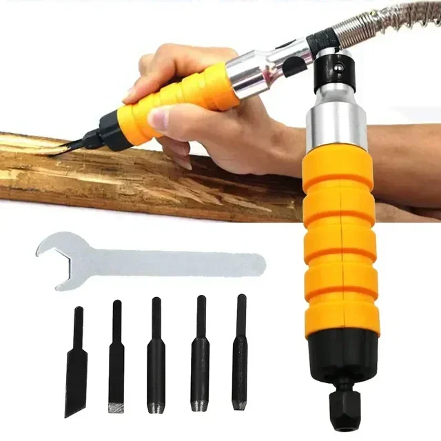 Wood Chisel Flexible Furniture Carving Chisel+5 Tips Set Tool Tool ...
