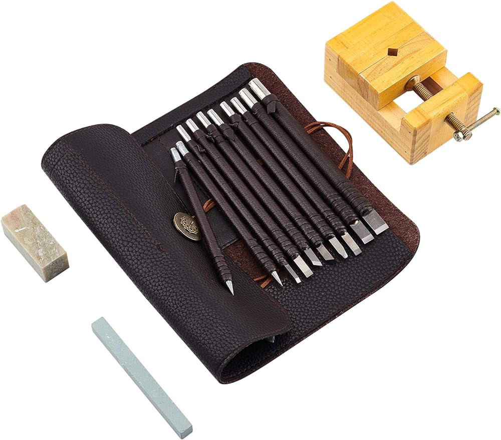 Wood Chisels Knife Set Wood Carving Tool Stone Carving Kit with Leather ...