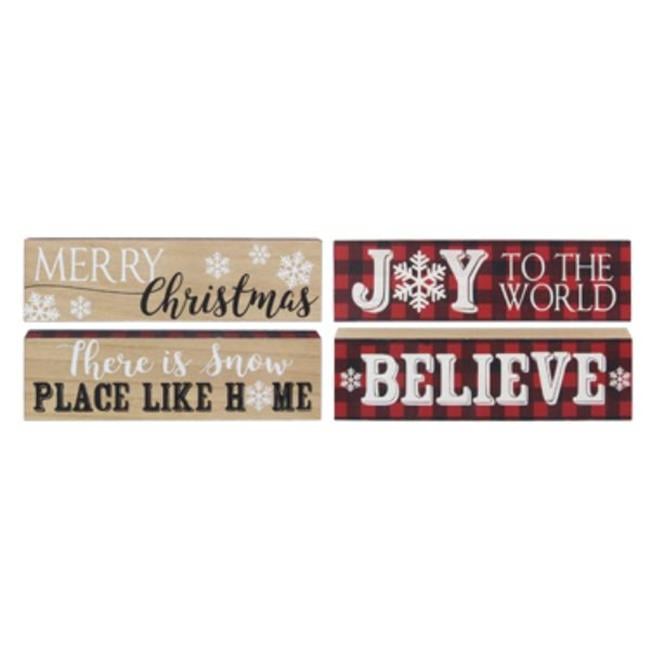 Wood Christmas Block Sign, Assorted Color - 4 Piece - Walmart.com