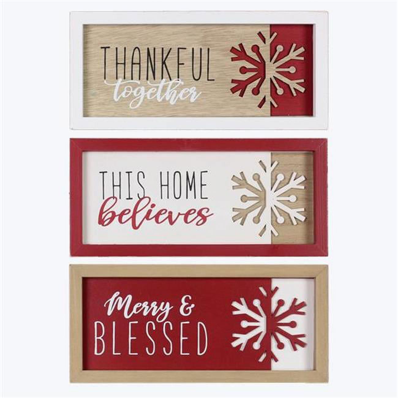 Wood Christmas Lodge with Cutout Lift Design Signs, 3 Assortment ...