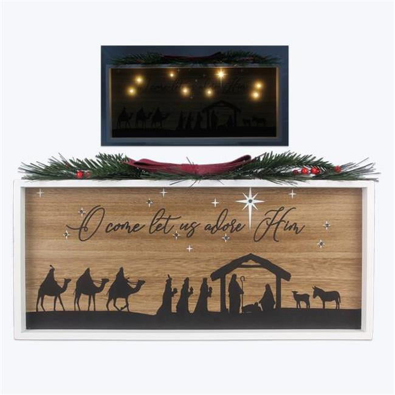 Wood Christmas Nativity Box Sign with LED Light - Walmart.com