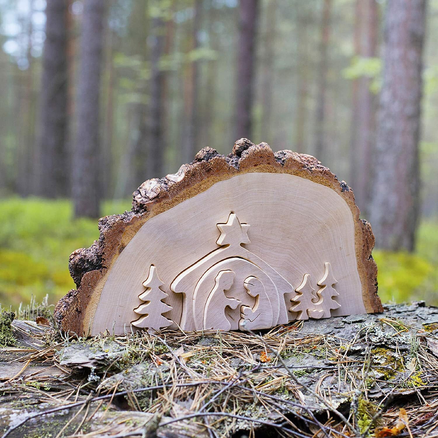Wood Christmas Nativity Scene Puzzle, Rustic Holiday Decor, Wooden ...