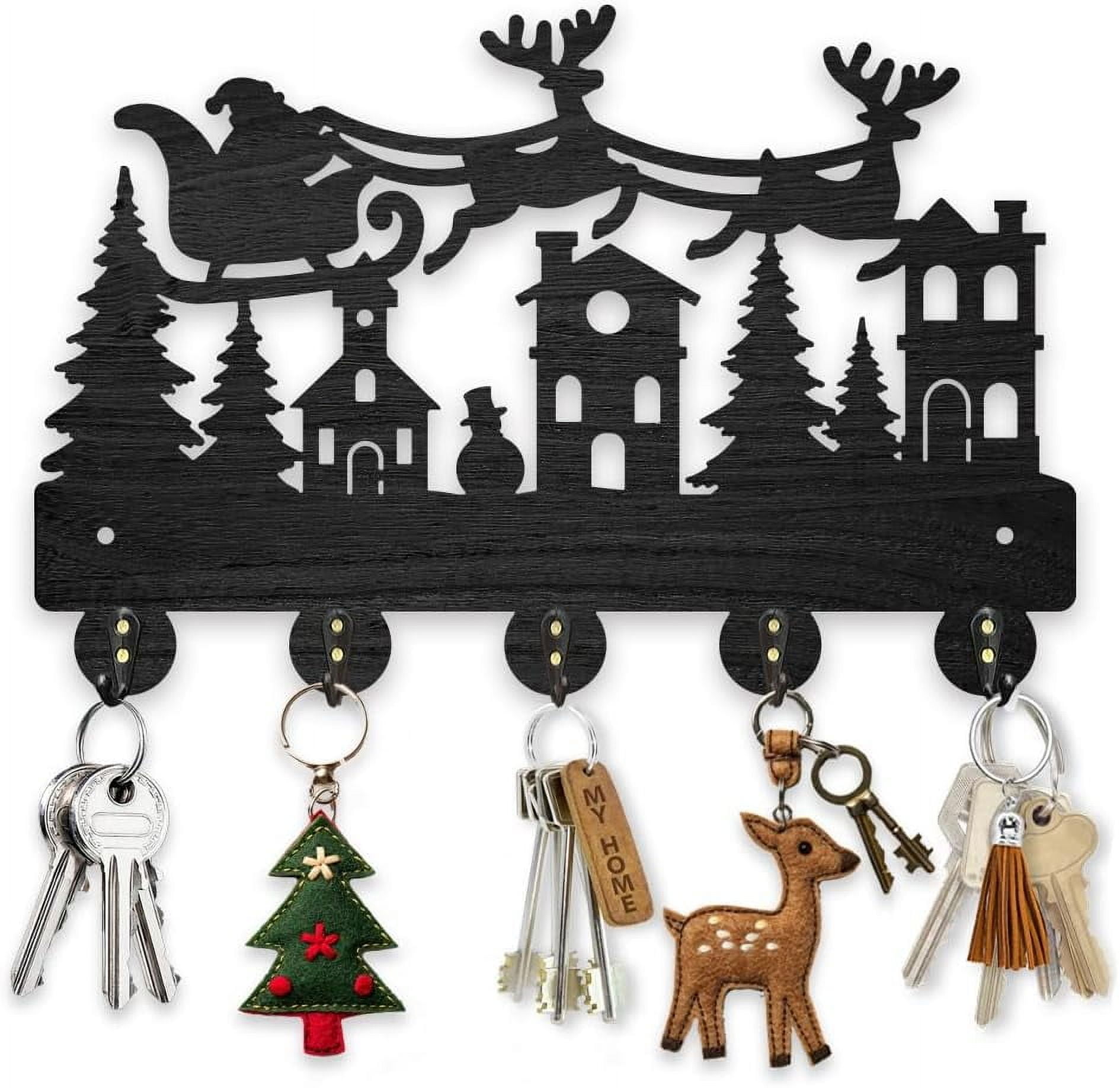 Wood Christmas Sleigh Coat Racks Wall Mounted Forest Elk Santa Claus ...