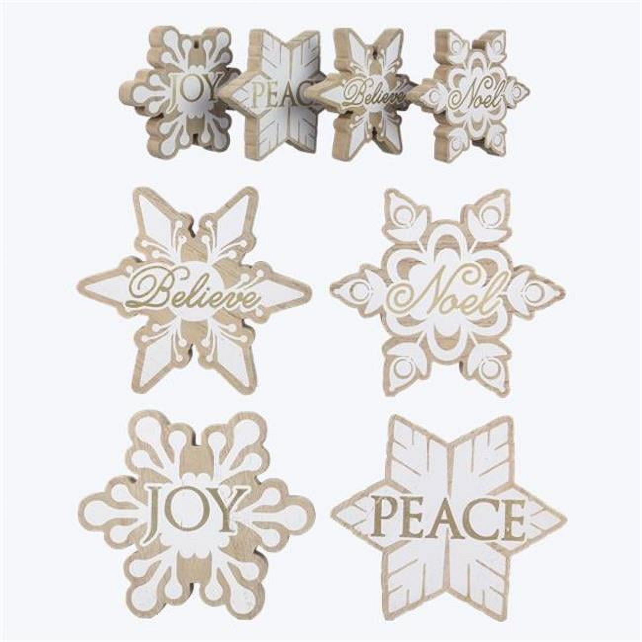 Wood Christmas Snowflake Tabletop Signs, Assorted Color - 4 Piece ...
