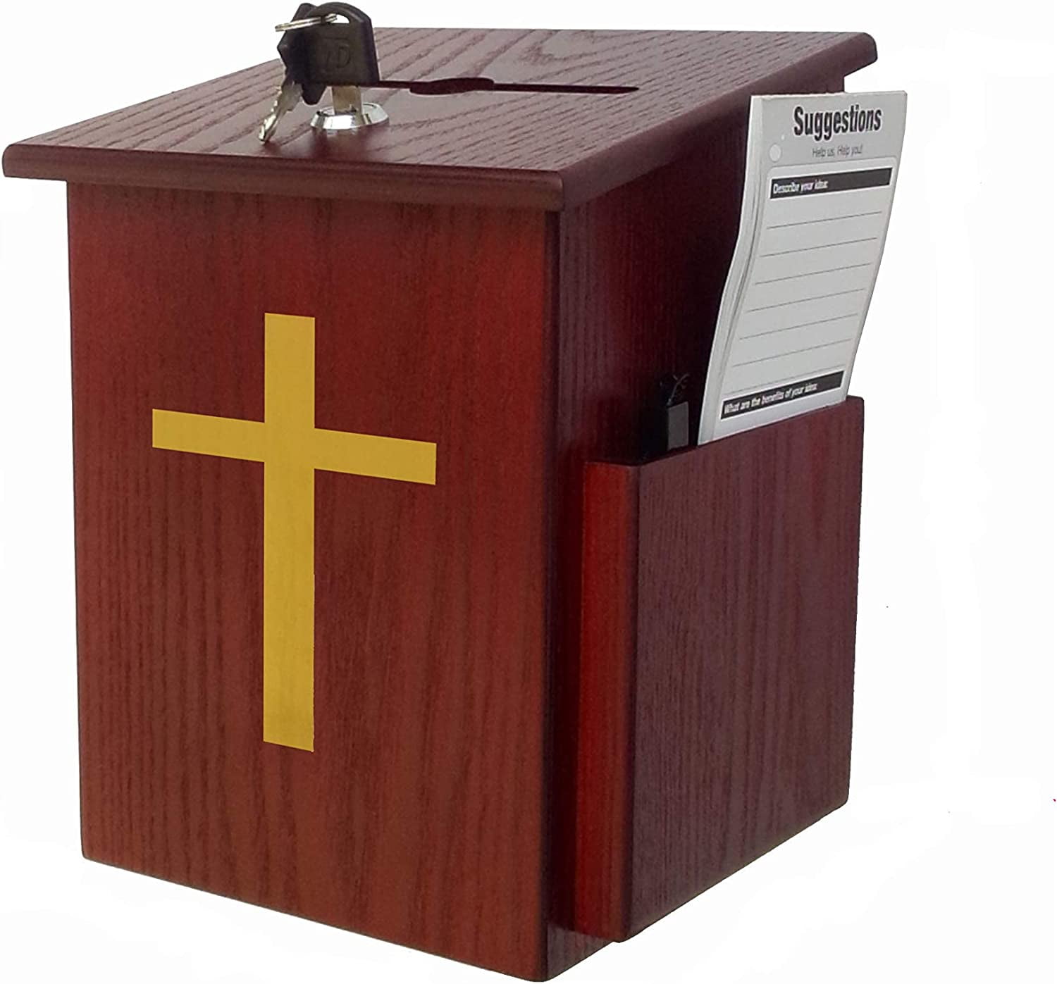 Wood Church Collection Fundraising Box Donation Charity Gold Cross ...