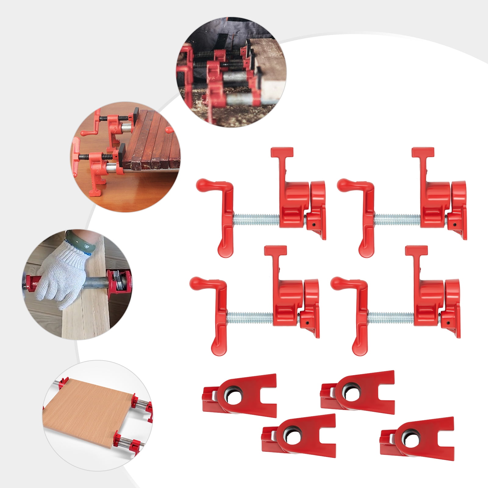 Wood Clamps Set – Heavy-Duty Cast Iron Pipe Clamps for Woodworking, 4 ...