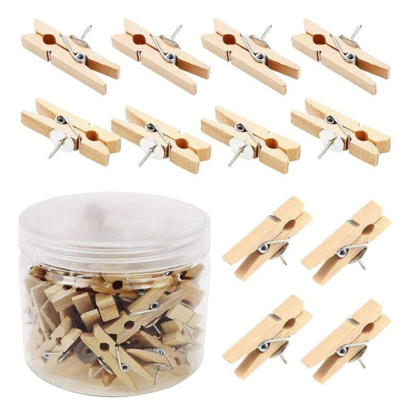 Wood Clips Push Pins Pushpin Thumbtacks Wooden Clips with Pins for Cork ...