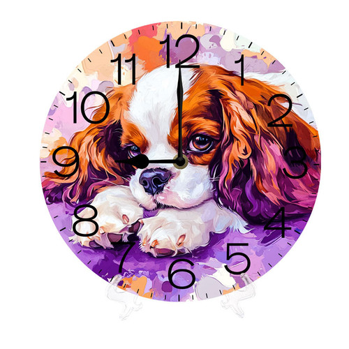 Wood Clocks Cute Spaniel Frameless Battery Operated Silent Quartz ...