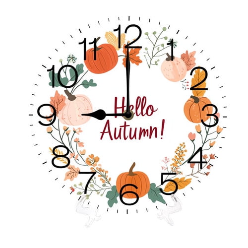 Wood Clocks Hello Autumn Fall Pumpking Battery Operated Silent Quartz ...