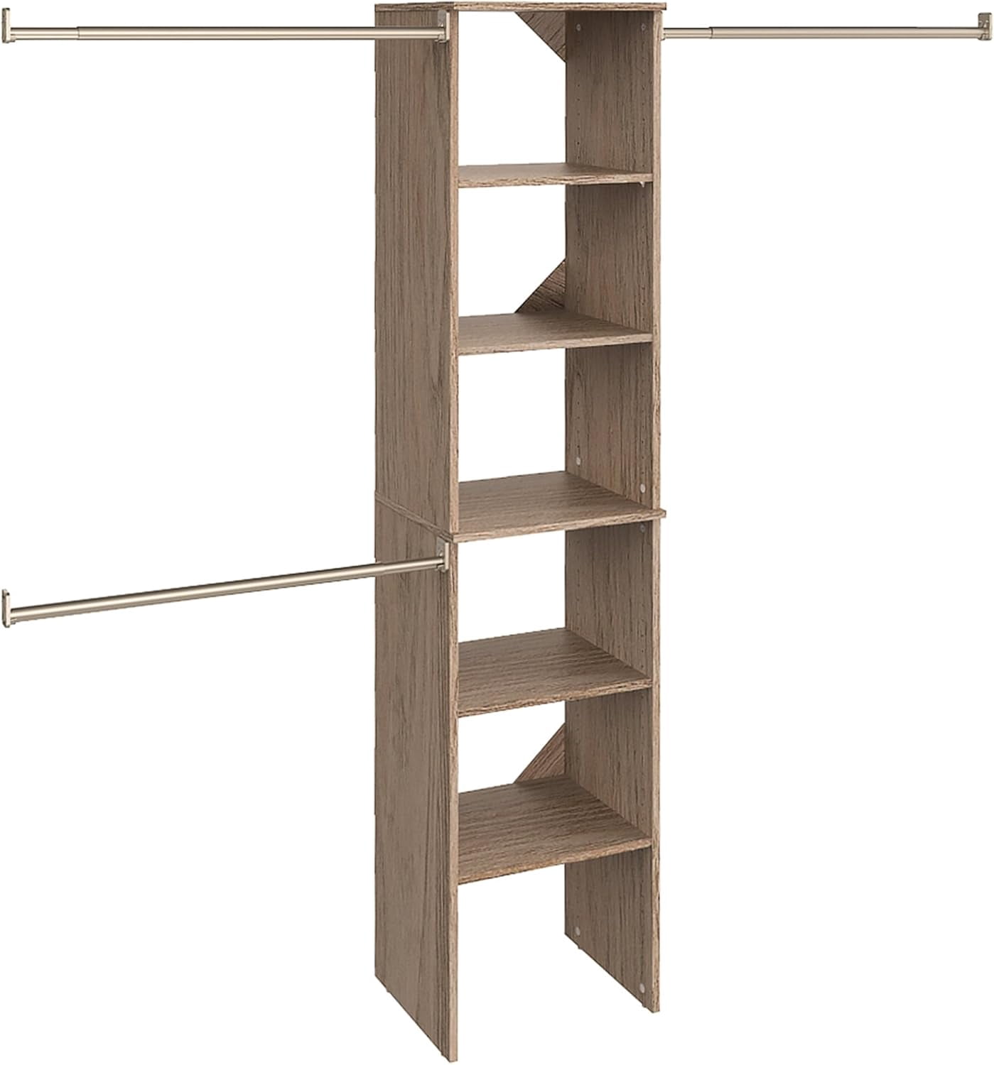 Wood Closet Organizer Starter Kit with Tower and Rods Shelves ...