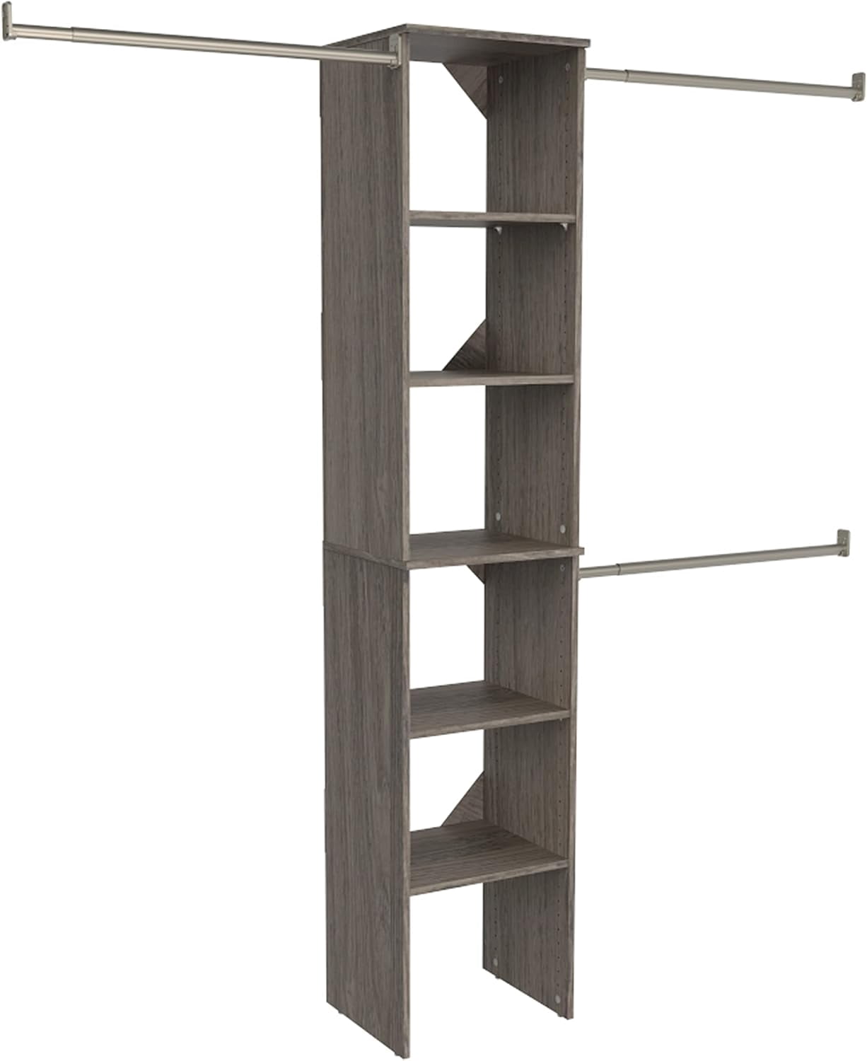 Wood Closet Organizer Starter Kit with Tower and Rods Shelves ...