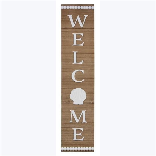 Wood Coastal Neutral Welcome Sign with Door Leaner - Walmart.com