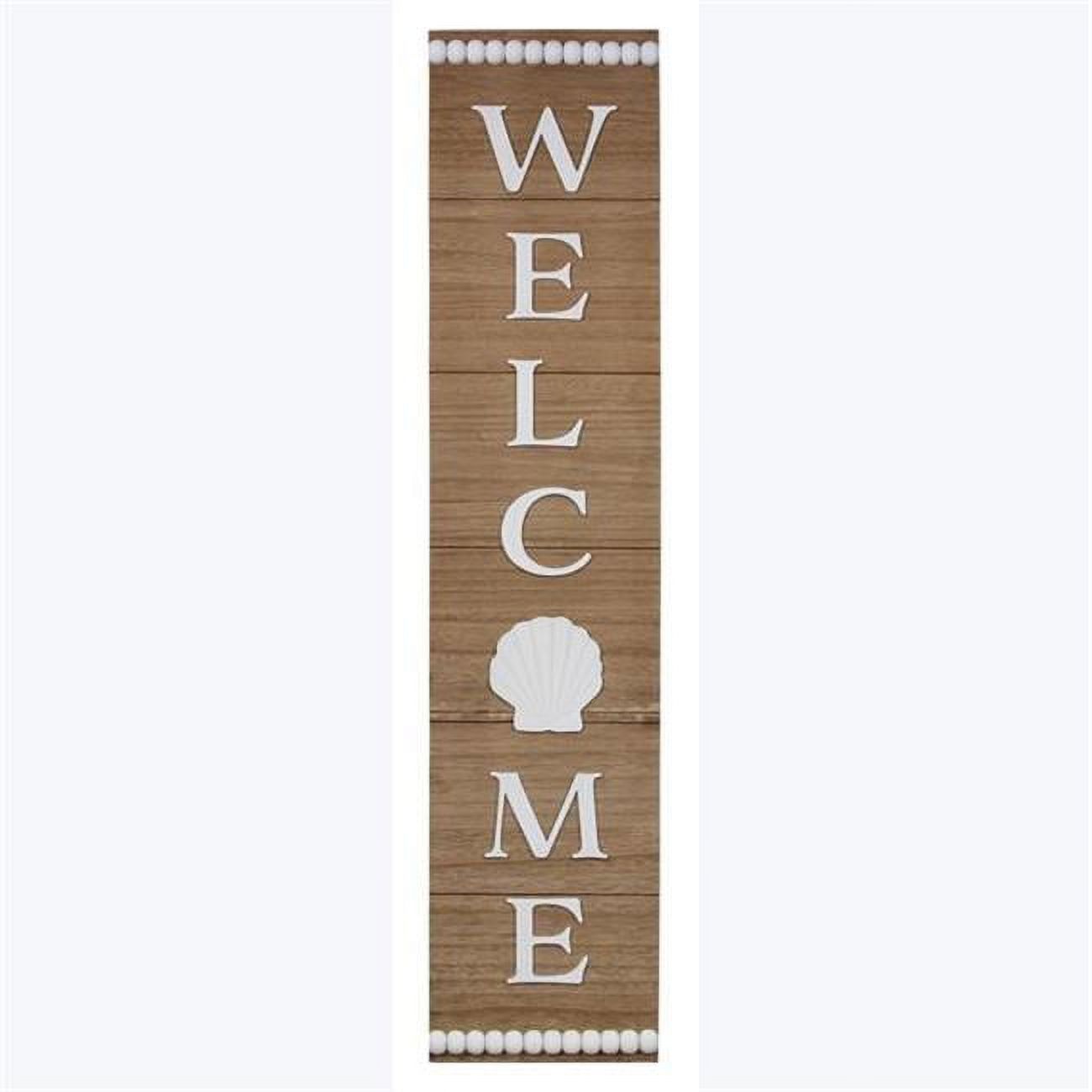 Wood Coastal Neutral Welcome Sign with Door Leaner - Walmart.com