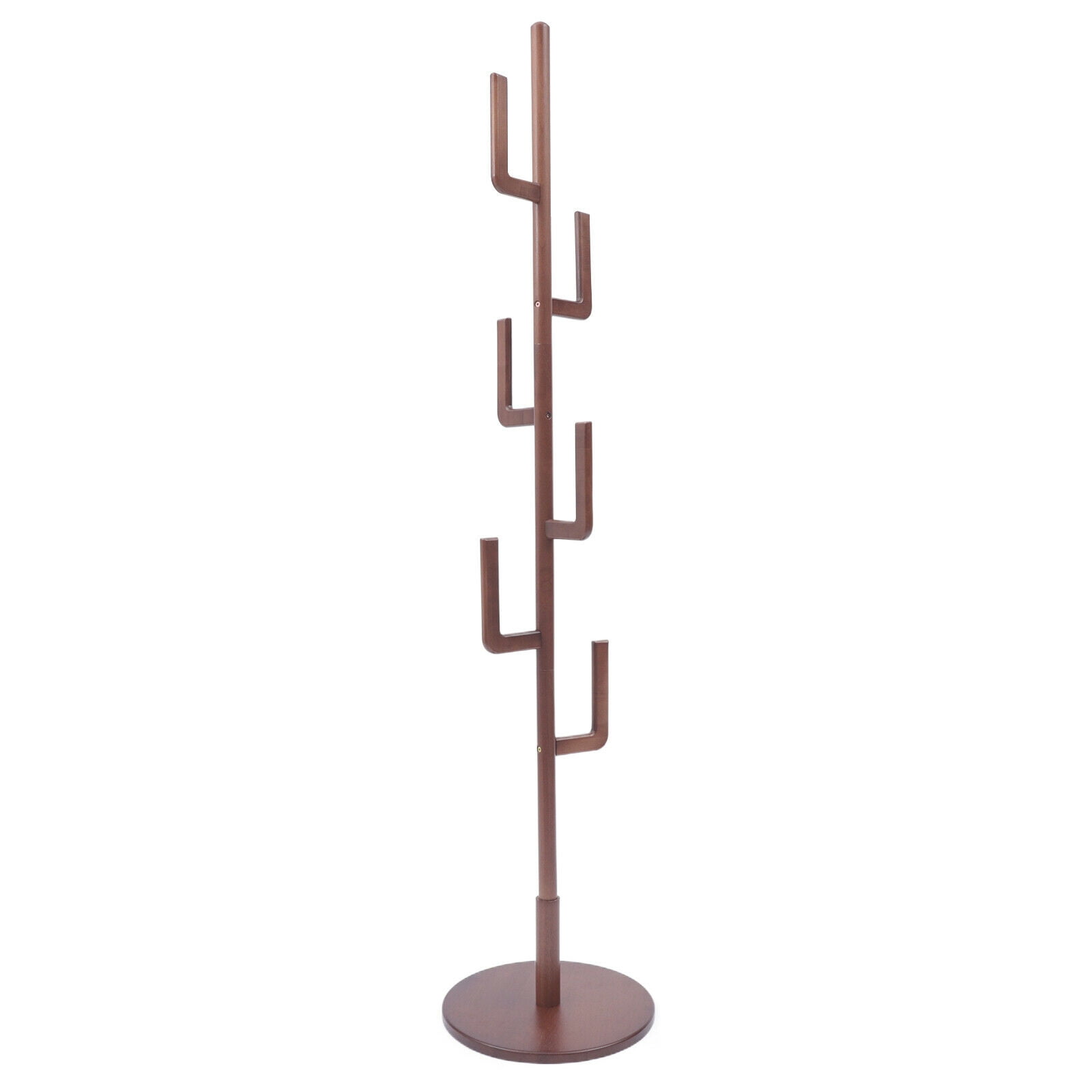 Wood Coat Rack Stand with 6 Hooks Wooden Free Standing Coat Tree Hat ...