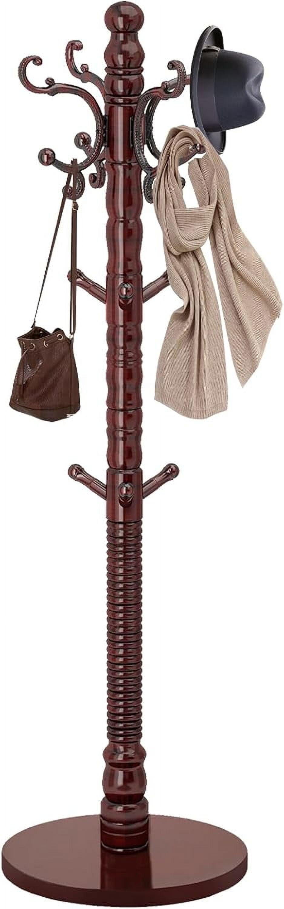 Wood Coat Rack Stand, Vintage Wooden Coat Rack Freestanding with Sturdy ...