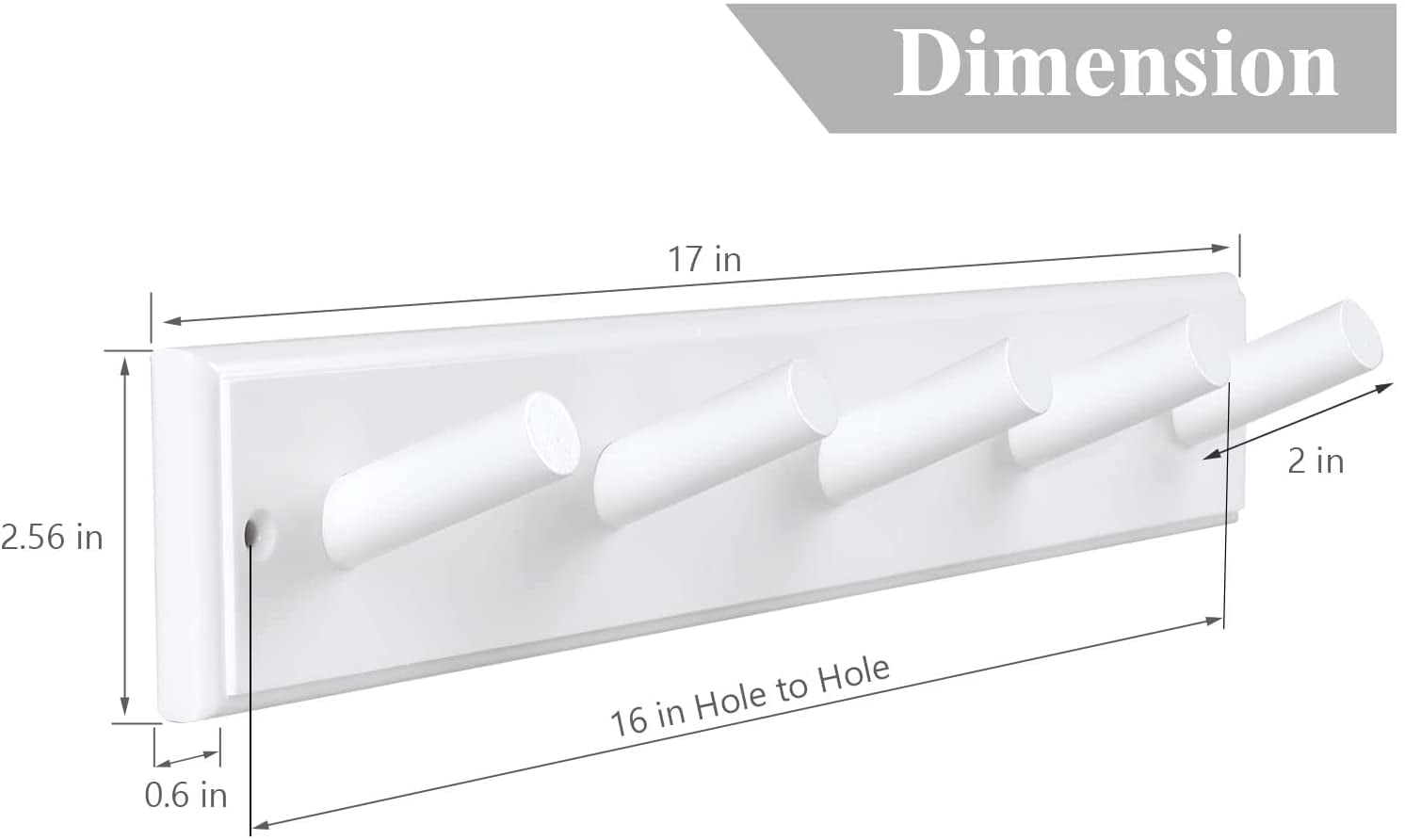 Wood Coat Rack Wall Mounted, 16'' Hole To Hole Wooden Peg Rail For Wall ...